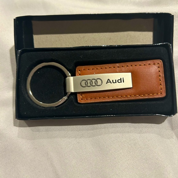 Accessories | Audi Logo Car Dealer Keychain Leather Metal Key Fob Ring ...